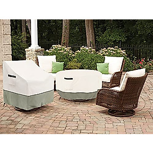 LSongSKY Round Patio Table Cover,Round Patio Table Covers For Outdoor Furniture Waterproof,Suitable For 36 inch Round Patio Table(36"DIA x 23"H),White&Grayish Green