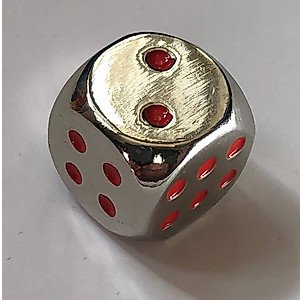 Set of 6 Dice World Solid Zinc Alloy Metal Dice (16mm) with Red Pips