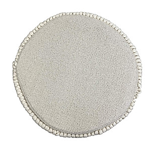 LR Home Ivory Textured and Fringed Bohemian Stool