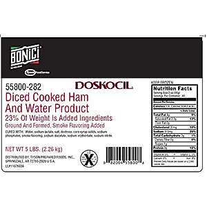 Doskocil Fully Cooked Diced Ham, 5 lb, 2 per case