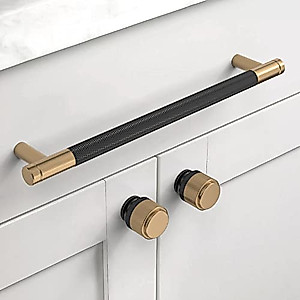KNOKLOCK 10 Pack 7.5 Inch(192mm) Kitchen Cabinet Handles Matte Black and Champagne Bronze Knurled Cabinet Pulls Kitchen Cabinet Hardware Drawer Pulls for Dresser Cupboard Wardrobe