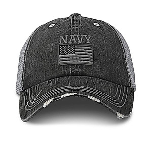 Speedy Pros Distressed Trucker Hat Us Navy American Flag America Embroidery for Men & Women