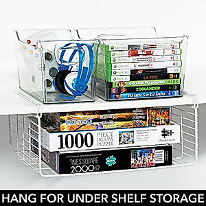 mDesign Modern Versatile Metal Closet, Cabinet Organizer Storage 2-Tier Shelf Divider and Separator for Bedrooms, Bathrooms, Entryways, Hallways, Kitchen Pantry, Office - Easy Install - White