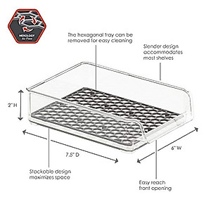 Spectrum Diversified Hexa in-Fridge Small Refrigerator Bin for Storage and Organization of Fruit Vegetables Produce and More, 8.5 x 6 x 2.25, Clear/Dark Gray