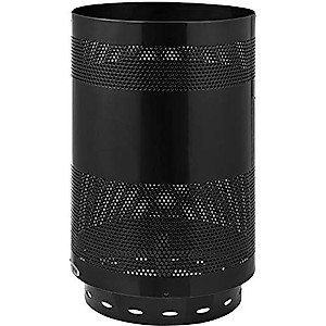 Global Industrial 55 Gallon Perforated Steel Receptacle with Flat Lid, Black