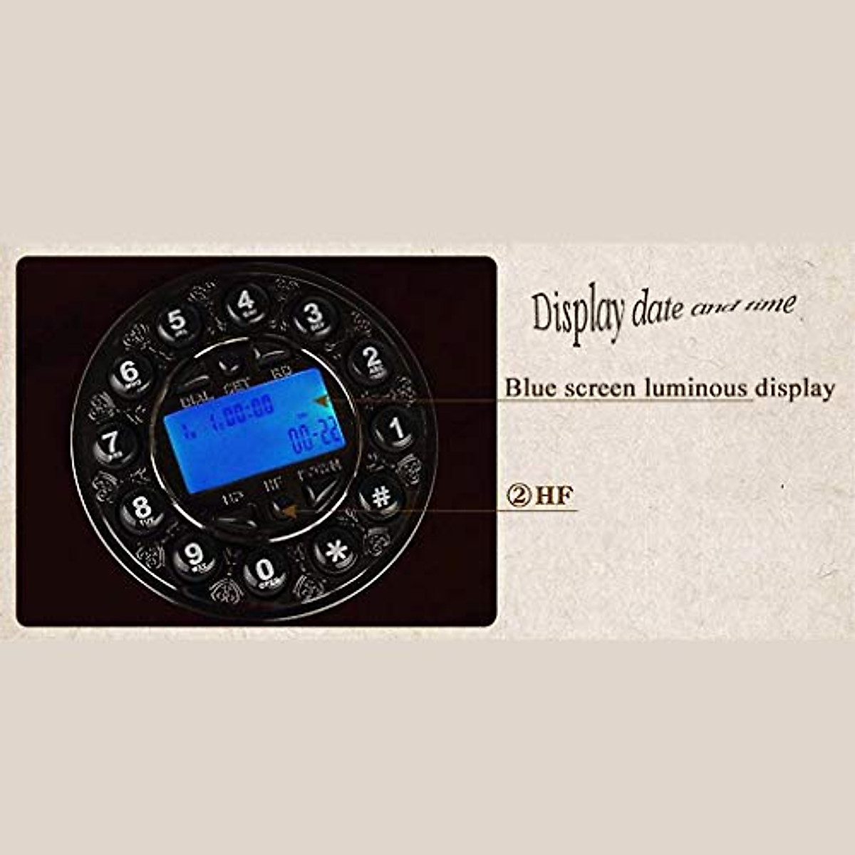 DSDD Retro Phone,Antique Style Telephone with Wood and Metal Body, Functional Rotary dial and Socket Red Telephone,Office,Hotel
