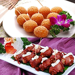 340 PCS Bamboo Toothpicks 3.5 inch, Ornate Kokeshi Style Tooth Picks, Round Toothpicks wood, Long/Large Wooden Toothpicks, Small Skewers for Appetizer, Cocktail Olives, Cupcake Toppers, Cake Testing.