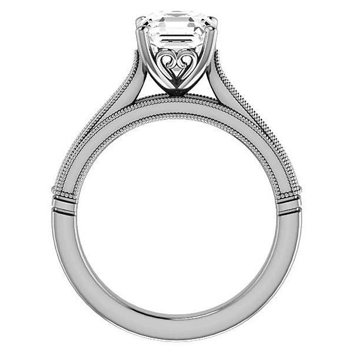 JEWELERYN 1 CT Asscher Moissanite Engagement Ring Set, Wedding Bridal Ring Set, Diamond Ring Set, VVS1 Colorless Moissanite Engagement Rings for Women, Promise Ring for Her (11)