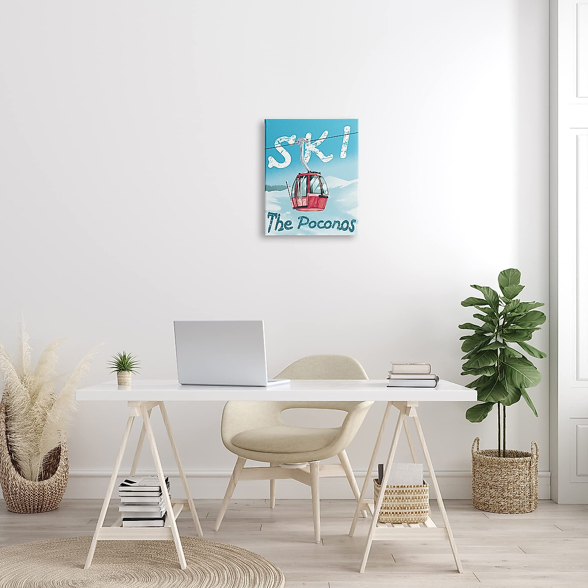 Stupell Industries The Poconos Red Ski Trolly Snowy Mountain Hill, Designed by Ziwei LI Canvas Wall Art, 16 x 20, Blue