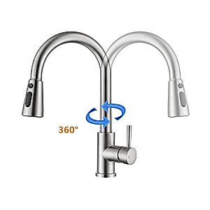 Kitchen Faucet with Pull Down Sprayer Brushed Nickel Single Handle Kitchen Sink Faucets with Pull Out Sprayer Stainless Steel Modern Commercial Farmhouse Rv Camper Kitchen Faucets