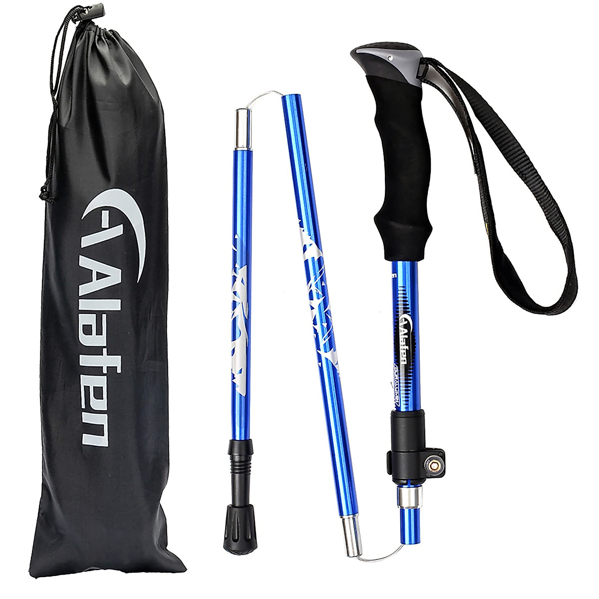 A ALAFEN Aluminum Collapsible Ultralight Travel Trekking Hiking Pole for Men and Women, Blue 1PC