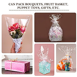 NUOBESTY Cellophane Wrap Roll Clear White Dot Pattern Florist Paper Wrapper Gift Wrappings Packing Paper for Flowers Craft Basket Bouquet Food