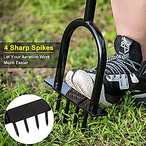 nutroeno 3 in 1 Lawn Aerator – 37 Inches Manual Plug Coring for Compacted Soils, Spike Aeration with 4.7 Iron Tines Small Yards, Twist Tiller Claw Cultivator Flower Box and Raised Bed., Green & Black