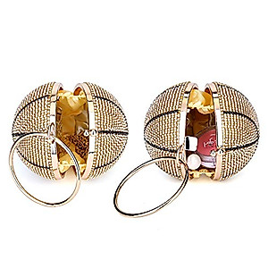 Basketball Shaped Clutch Bags Rhinestones Evening Purse Glitter Ball Handbag Glitter Street Sport Style (Gold)