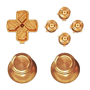 eXtremeRate Gold Metal Thumbsticks Dpad ABXY Buttons for PS5 Controller, Custom Replacement Aluminum Analog Thumbsticks & Action Buttons & Direction Keys for PS5 Controller - Controller NOT Included