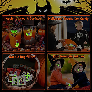Konsait 96 PCS Halloween Temporary Tattoos for Kids, Pre-cut Glow in the Dark Fake Tattoos Halloween Kids Temporary Tattoos Halloween Party Favors Halloween Decorations Treats non Candy Prizes for Kid