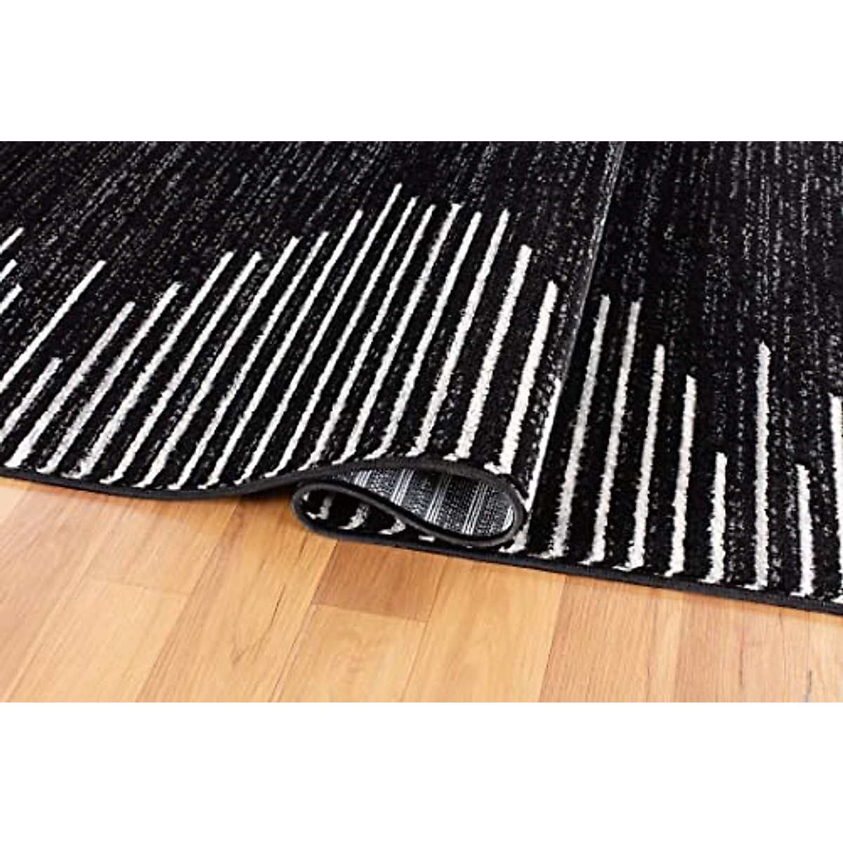 Rugshop Bohemian Stripe Stain Resistant High Traffic Living Room Kitchen Bedroom Dining Home Office Area Rug 5'x7' Black