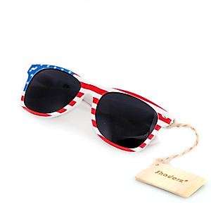 SHADERZ American USA Flag Retro 80's Sunglasses Classic America Patriotic Classic Sunglasses Eyewear