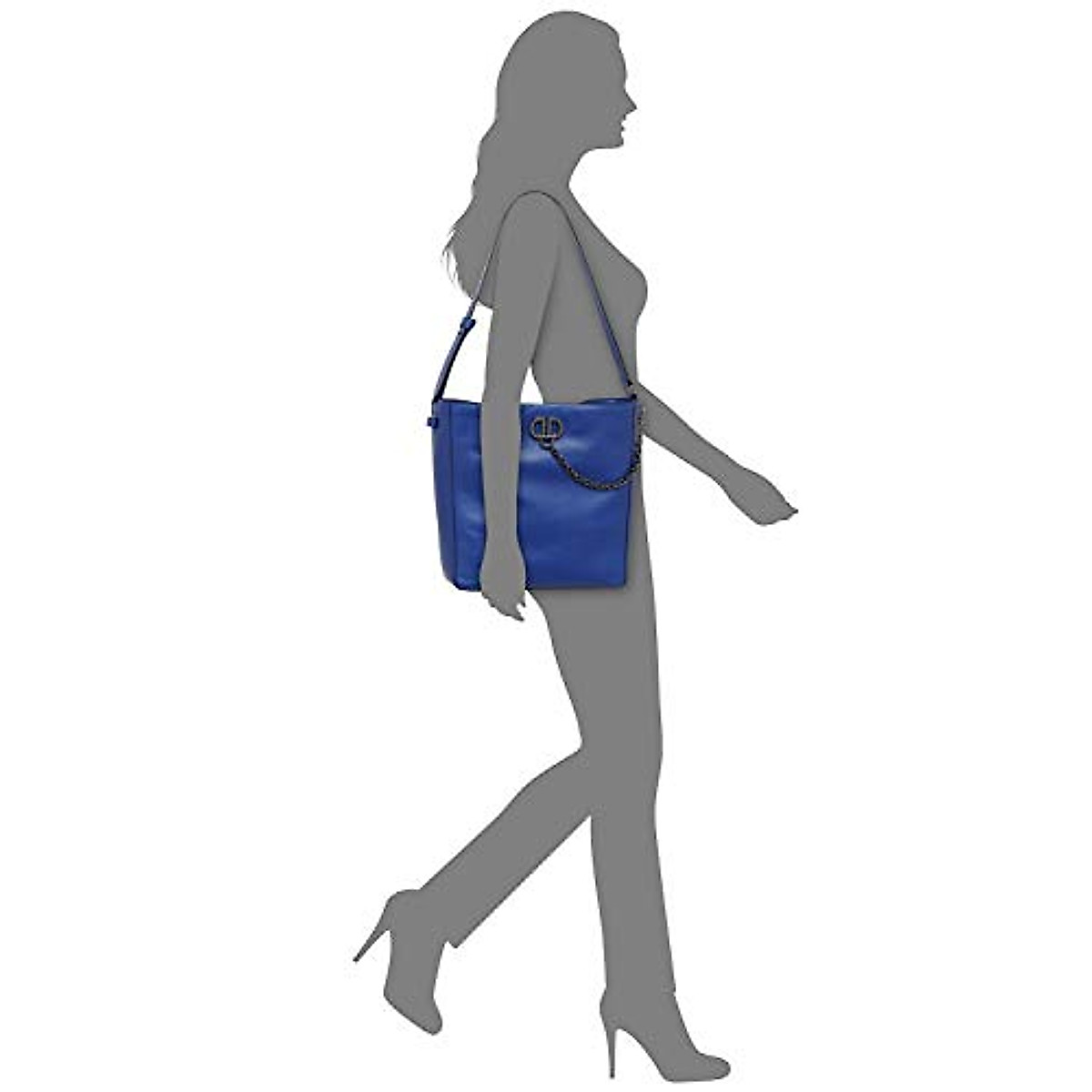 DKNY Linton Leather Hobo Shoulder Bag Tote - Royal Blue