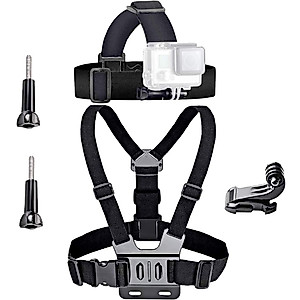 VVHOOY Action Camera Accessories Head Strap Mount Chest Harness Compatible with AKASO EK7000 Brave 4 Brave 7 LE V50X Native/GoPro Hero 12 11 10 9 8 7 6 5/VEMONT/Dragon Touch/HLS/Apexcam/REMALI