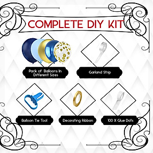 Archloon Blue Balloon Arch Kit, 134pcs Blue Balloon Garland Kit with Metallic, Macaron blue Balloons and Gold Confetti Balloons Arch Kit for Birthday, Wedding, Bridal and Baby Shower.