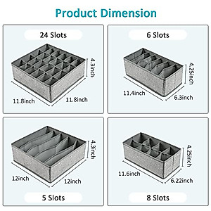 GOGOODA 8 Pack Drawer Organizer for Underwear Bra Sock Tie and Delicats Small Items