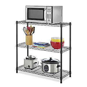 Whitmor Supreme Leveling Feet 350 Capacity Per Shelf Adjustable Shelves, 3 Tier, Black