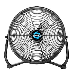 Tornado 12 Inch High Velocity Metal Floor Fan, 3-Speed Powerful Cooling for Industrial, Commercial, and Home Spaces, 120°Tilt, 6.0 FT Cord - UL safety Listed, Black