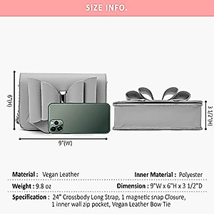 Like Dreams Fashion Crossbody Bag for Women Elegant Bowtie Vegan Leather Chain Meshed Long Strap Shoulder Purse (White)