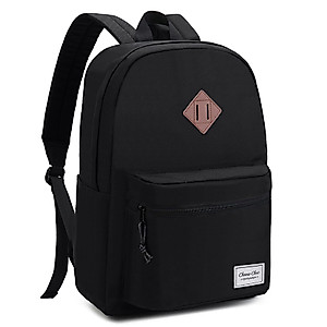 School Backpack, Chase Chic Casual Backpack Black Unisex Classic Lightweight Water Resistant Rucksack Travel Backpack Fits 15.6 Inch Laptop