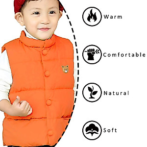 LANDUNSI Baby Boys Girls Puffer Vest Winter Warm Lightweight Toddler Vest Outerwear High Neck Cute Sleeveless Jacket Orange