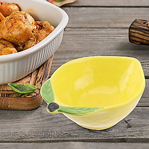 SHERCHPRY 3Pcs Lemon Shaped Bowl Ceramic Dessert Dishes Snacks Fruit Salad Platter Candy Nut Dishes Bowl for Home Kitchen (Yellow)