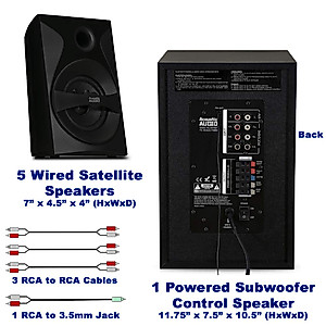 Acoustic Audio Bluetooth 5.1 Speaker System with Sub Light FM and Optical Input Home Theater 6 Speaker Set