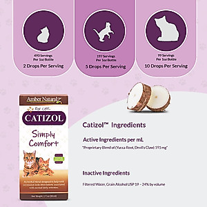 Amber NaturalZ Catizol Simply Comfort Herbal Supplement for Cats | Feline Support for Occasional Discomforts and Normal Body Temperature | 1 Fluid Ounce Glass Bottle | Manufactured in The USA