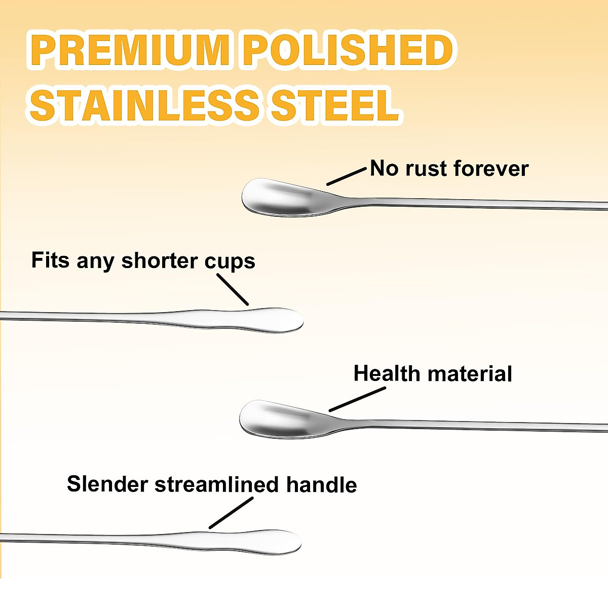 8 PCS Stainless Steel Coffee Stirring Spoon Stirrers Mixing Spoon Drink Stirrer Long Spoon Reusable Cocktail Stir Sticks Stirring Tea Spoon 7.87 Inch Bar Spoon for Stirring Coffee Cold Drink