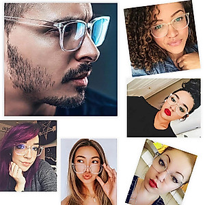 EYLRIM Square Frame Clear Lens Glasses Non Prescription Eyeglasses(A4 Transparent)