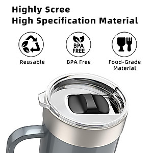 2 Pack Replacement Tumbler Lid for YETI 30 oz Tumbler, 14 oz Mug and 35 oz Straw Mug Replacement Cover with Magnetic Slider Switch (30oz, Black)