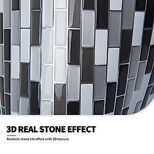 Art3d Peel and Stick Wall Tile for Kitchen/Bathroom Backsplash, 12"x12", Black-White (6 Pack)