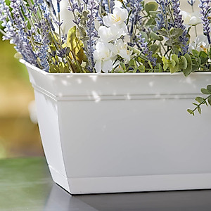 The HC Companies 30 Inch Eclipse Window Planter - Indoor Outdoor Rectangular Plant Pot with Removable Saucer for Flowers, Herbs, White
