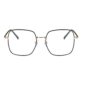 Shiratori Classic woman's metal big face nerd glasses frame Clear lenses Green