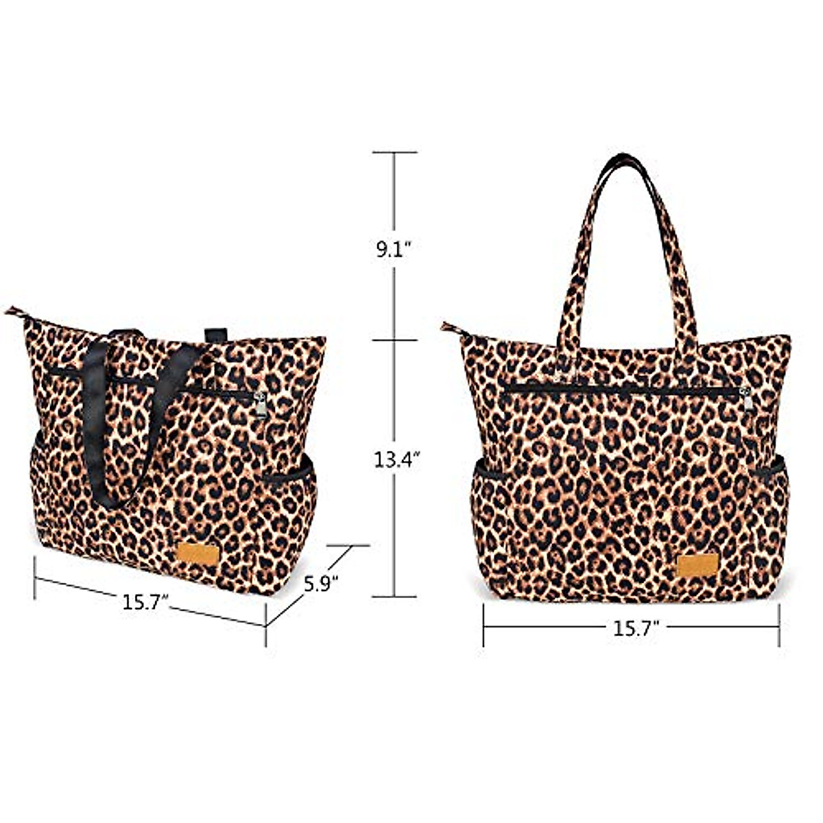 CLOUDMUSIC Shoulder Tote Bag For Women Fashion Multi-functional Bag Daily Shopping Travelling Sports Fitting Hiking(Leopard Spots)
