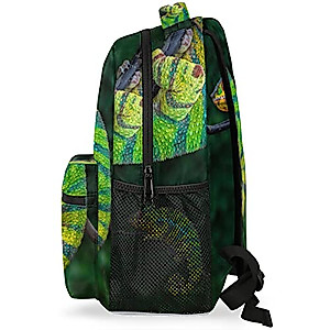 Chameleon Print Laptop Backpack Travel Bag Basic Durable Daypack Large Capacity Travel Essentials Accessories for Men Women Adults