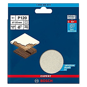 Bosch Professional 5x Expert M480 Sanding Net (for Hardwood, Paint on wood, Ø 125 mm, Grit 120, Accessories Random Orbital Sander)