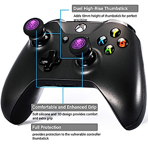 Playrealm FPS Thumbstick Extender & 3D Texture Rubber Silicone Grip Cover 2 Sets for Xbox Series X/S & Xbox One Controller(Cthulhu Secret)
