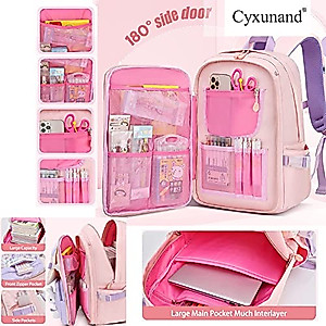 Cute Bunny Backpack Plus,180°Open School Bookbag Backpacks for Girls Boys Teen,Kawaii Large Capacity Travel Bags Laptop