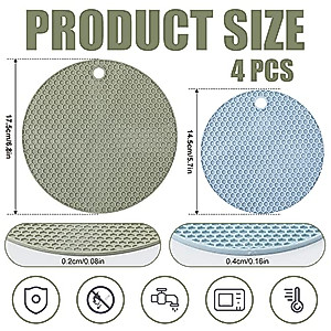 4pcs Silicone Jar Opener Gripper Pad, 5.7 Inch 6.8 Inch Jar Gripper Pad Multi-Purpose Round Honeycomb Jar Opener for Weak Hands Seniors Elderly Kids (Grey, Blue, Green, Pink)