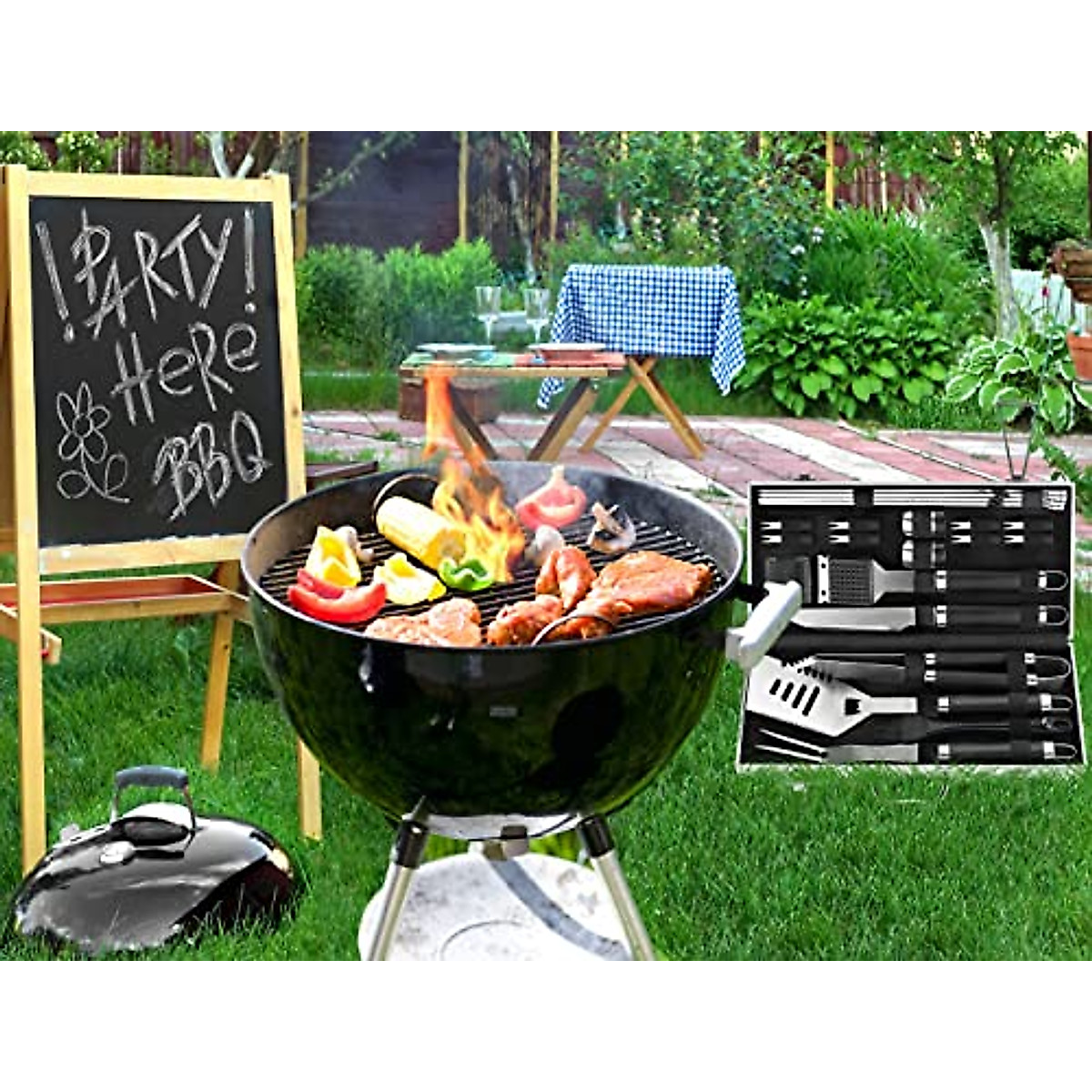 POLIGO 22PCS Grill Utensils Set for Outdoor Grill Set Stainless Steel BBQ Grill Accessories in Case - Premium BBQ Tools Grilling Tools Set Ideal Birthday Father's Day Grilling Gifts for Men Dad Women