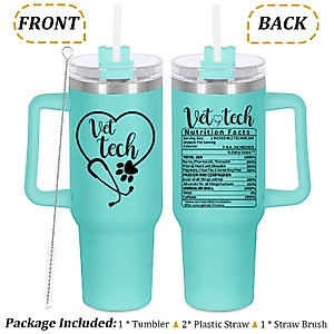 Muwnrol Vet Tech Gift Tumbler, Vet Tech Week Gift for Veterinarian, Veterinary Gift Vet Tech Nurtrition Fact 40 Oz Tumbler with Handle