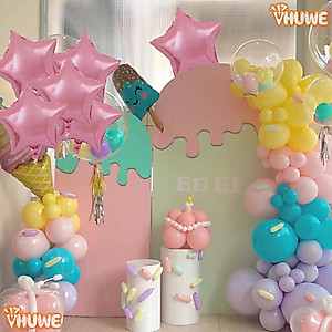 Pink Star Balloons 18 Inch, 10 Pcs Candy Pink Star Shaped Mylar Helium Foil Metallic Balloon for Birthday Party Decorations Baby Shower Wedding Anniversary Backdrop Girls Party Supplies