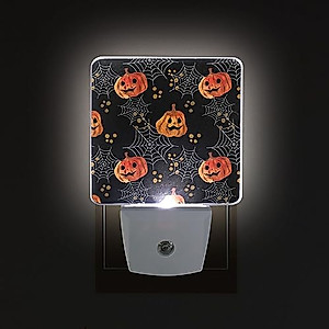JSTEL Halloween Pumpkin Night Light Plug in Wall Decorative,Halloween Nightlights with Auto Dusk to Dawn Sensor, Halloween Night Lights Plug into Wall with Light Sensor,1